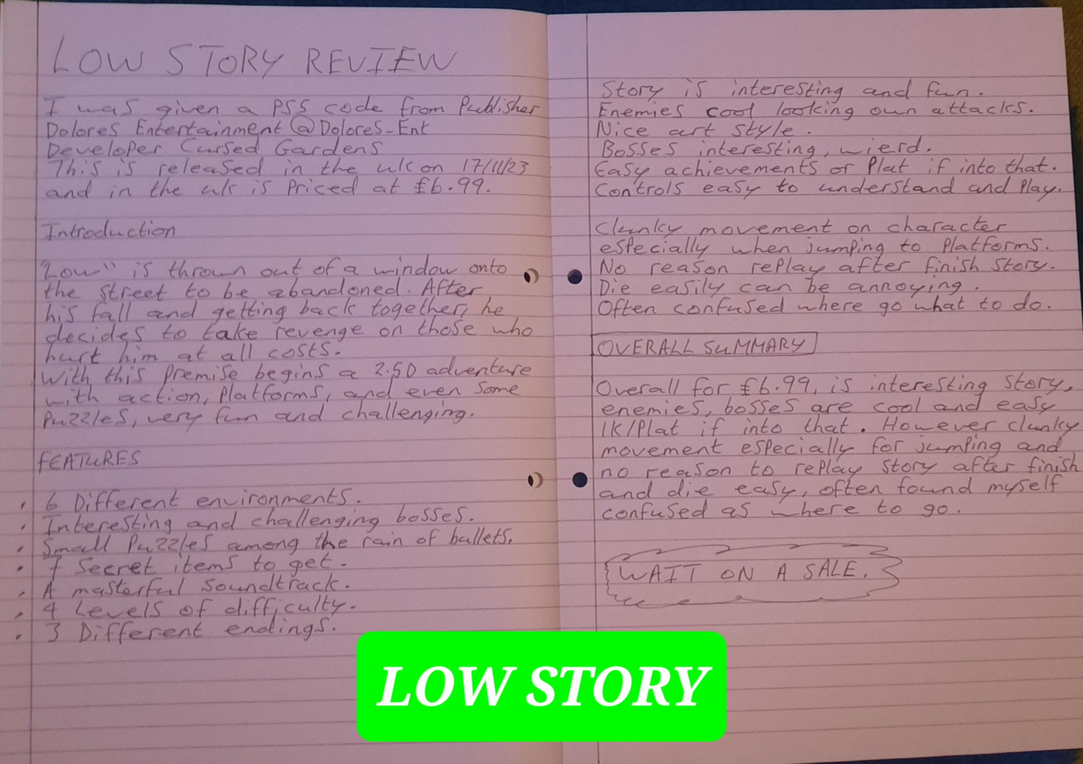 LOW STORY REVIEW – garylodgegamesreview.game.blog